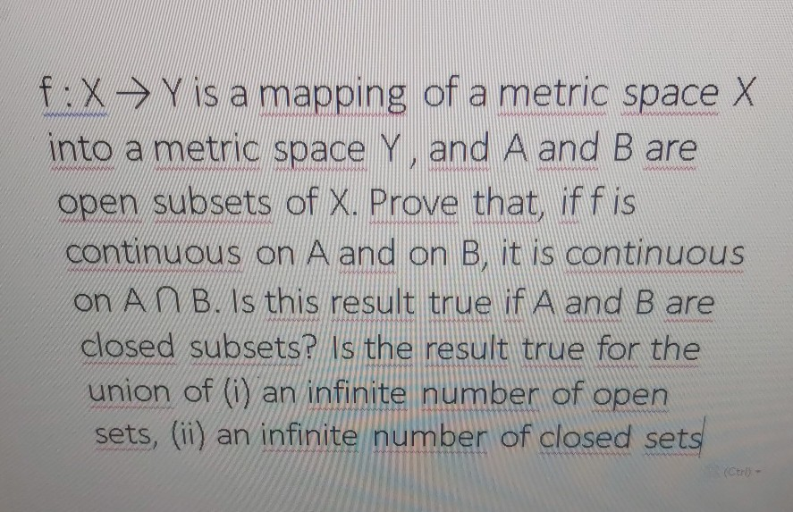 Solved f: X→ V is a mapping of a metric space X into a | Chegg.com