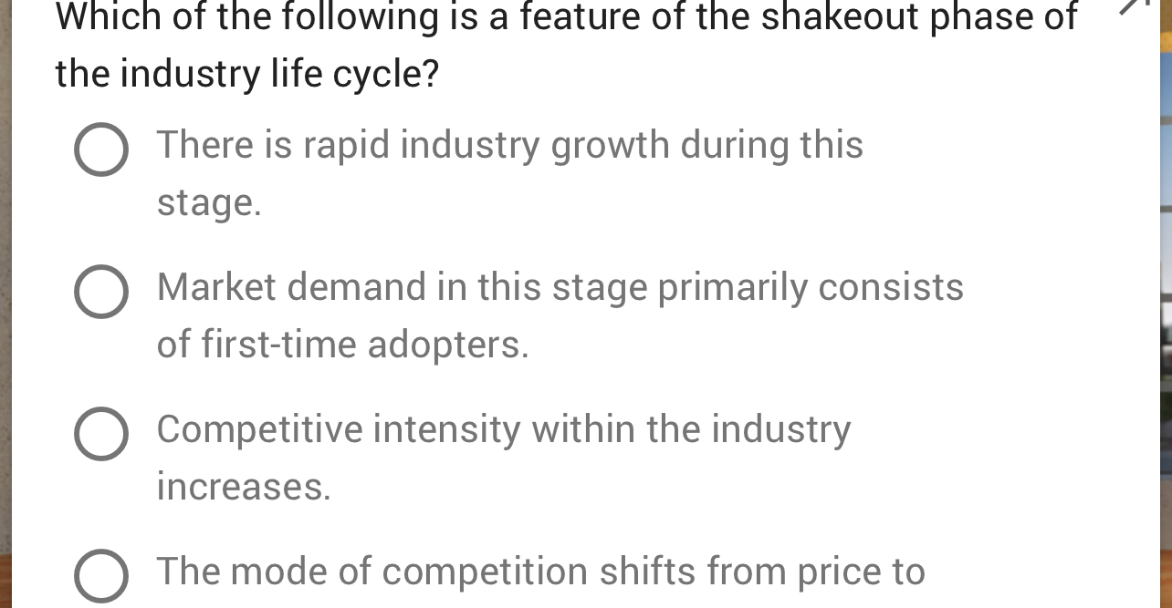 Solved Which of the following is a feature of the shakeout | Chegg.com