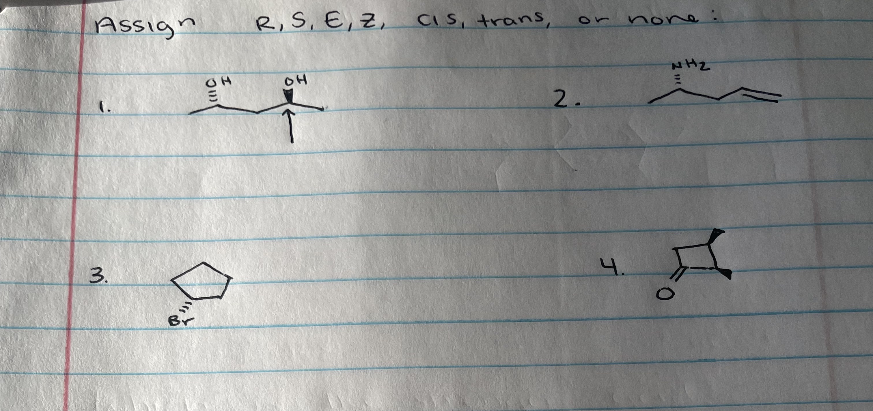 Solved Assign R,S,E,Z, ﻿Cis, trans, or none: | Chegg.com