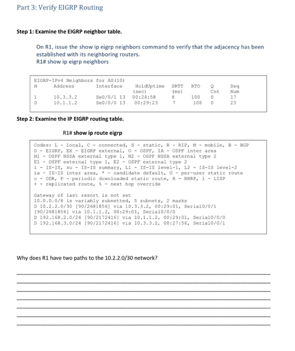 Configuring EIGRP Routing Introduction GO/O PC-B R2 | Chegg.com