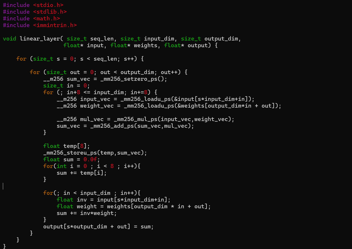 I am trying to optimize linear layer function using | Chegg.com