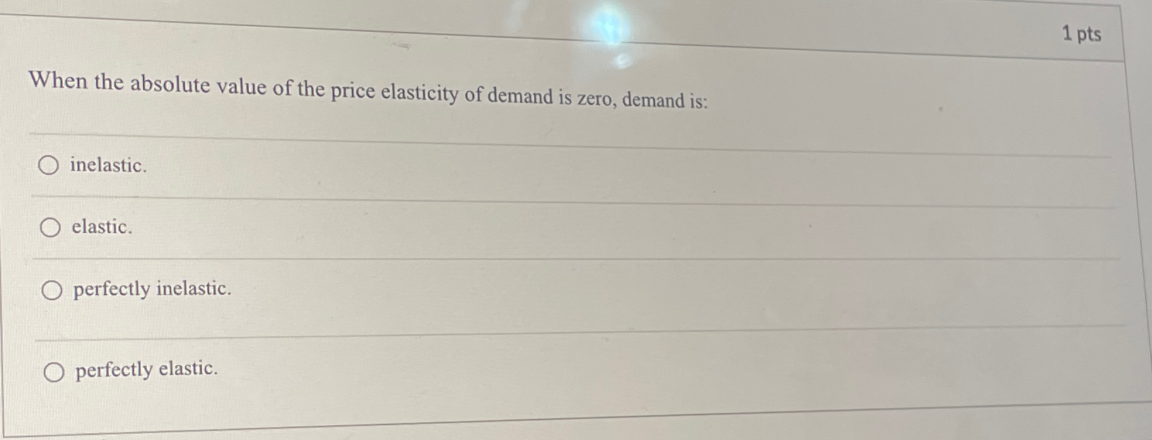 Solved 1 ﻿ptsWhen the absolute value of the price elasticity | Chegg.com