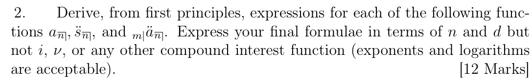 Solved Derive, from first principles, expressions for each | Chegg.com