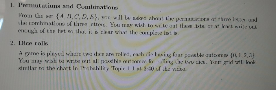 Solved 1. Permutations and Combinations From the set {A, B, | Chegg.com