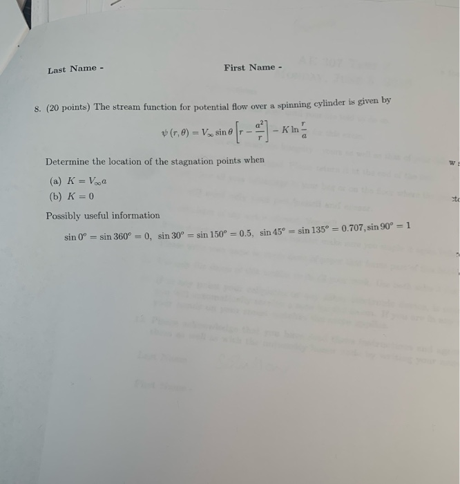 Solved Last Name - First Name - 8. (20 points) The stream | Chegg.com