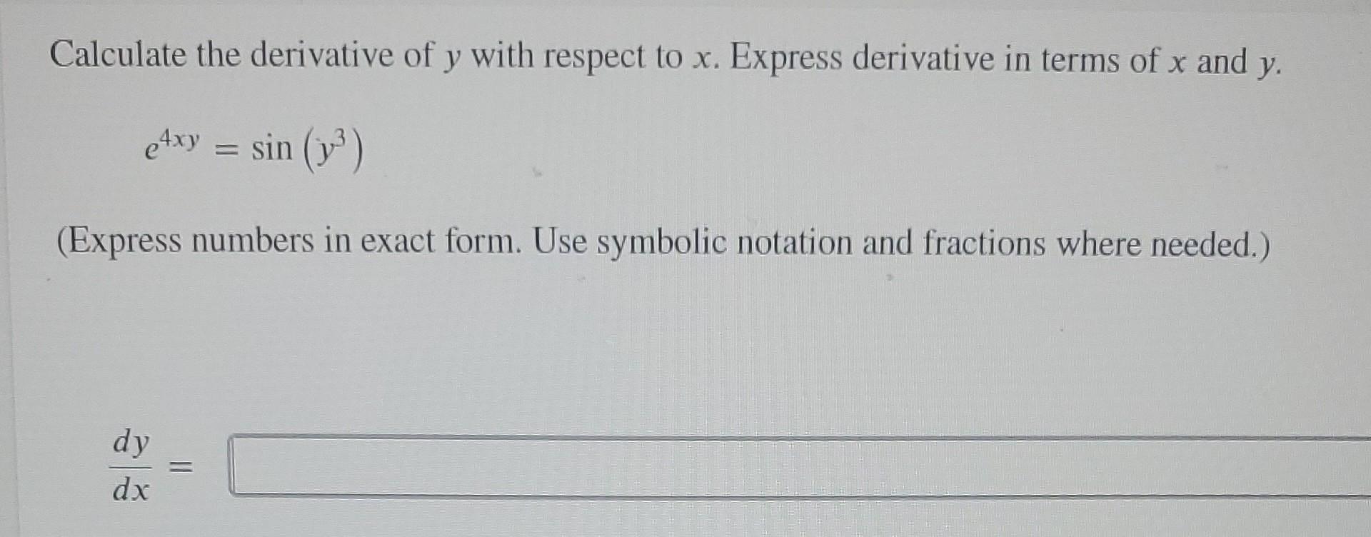 Solved For the implicitly-defined function, calculate the | Chegg.com