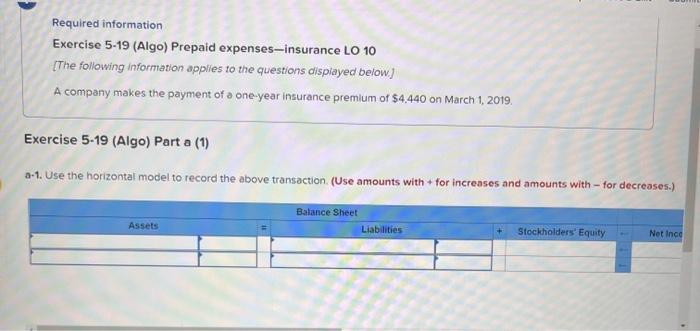 Solved Required information Exercise 5-19 (Algo) Prepaid | Chegg.com