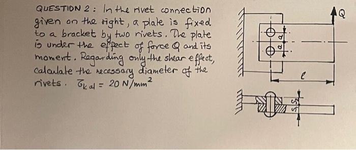 Solved QUESTION 2: In the rivet connection given on the | Chegg.com
