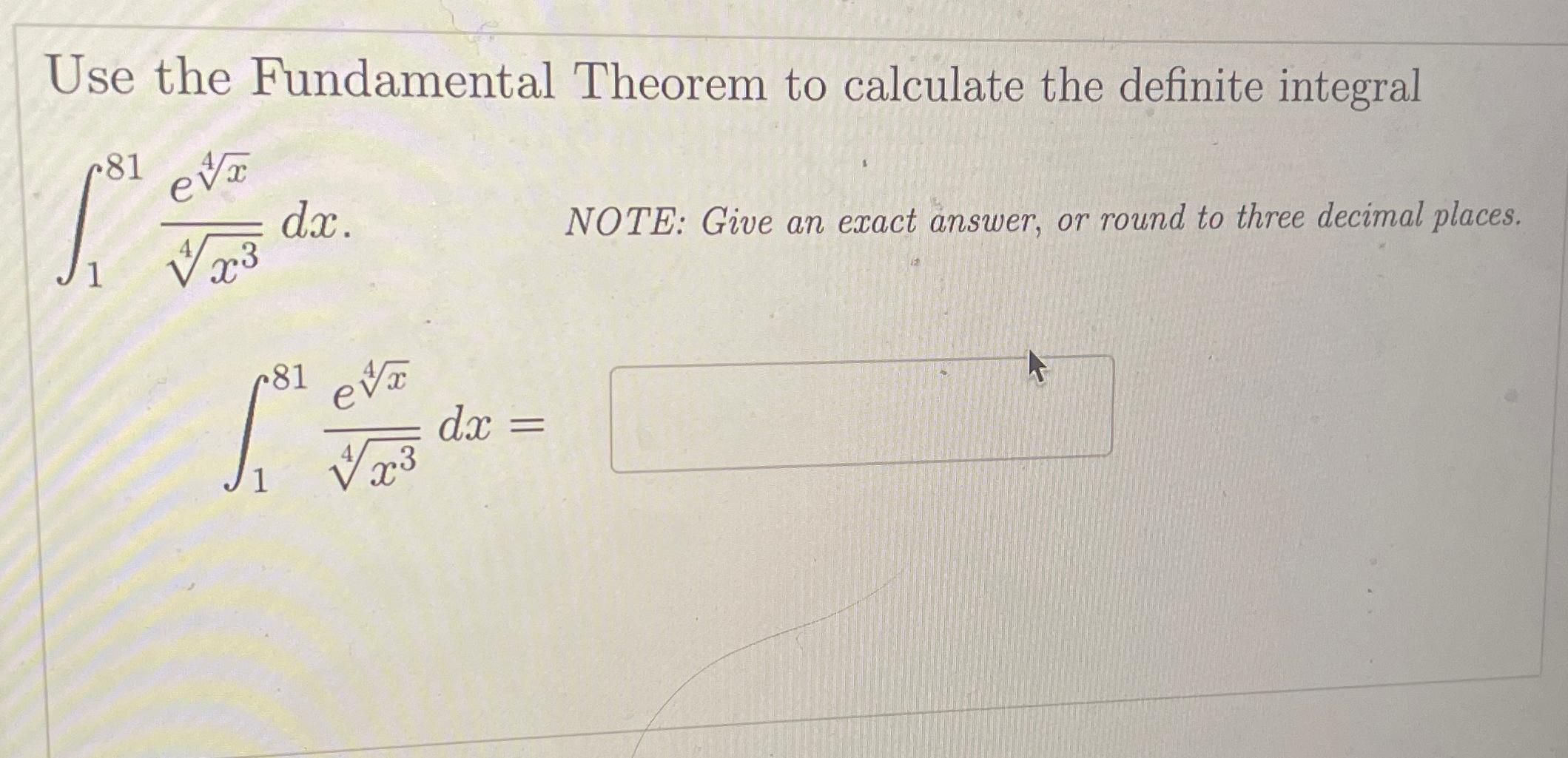 Solved Use the Fundamental Theorem to calculate the definite | Chegg.com