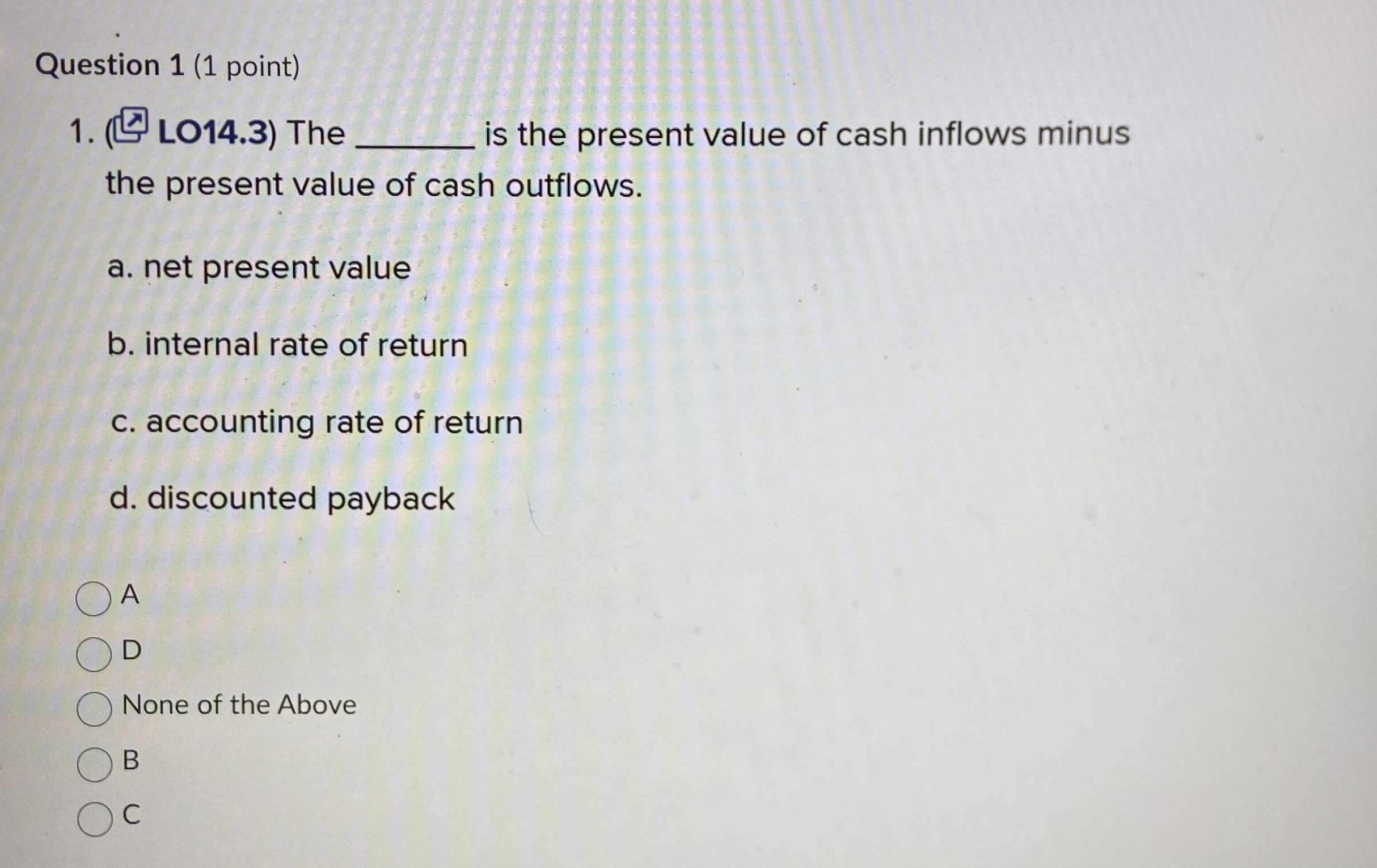 Solved Question 1 (1 ﻿point)1.( ﻿LO14.3) ﻿The q, ﻿is the | Chegg.com