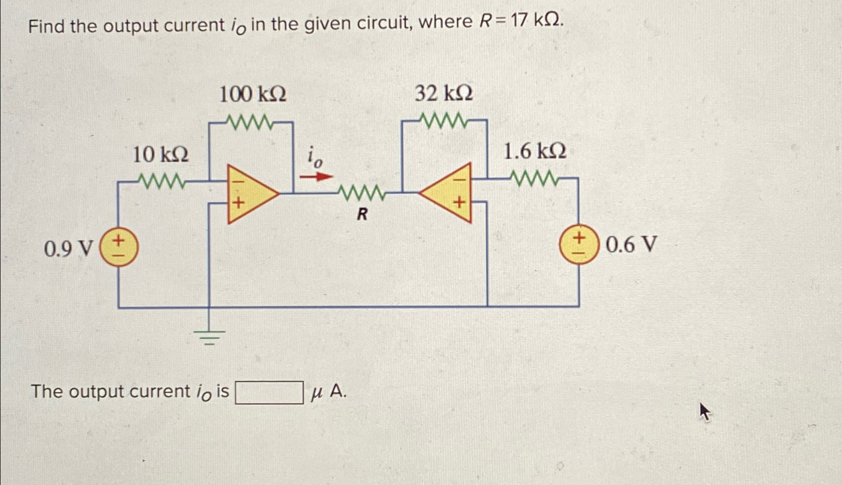 Solved Find the output current iO ﻿in the given circuit, | Chegg.com