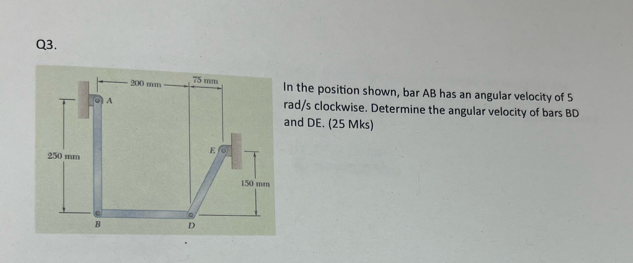 Solved Q3.In the position shown, bar AB ﻿has an angular | Chegg.com