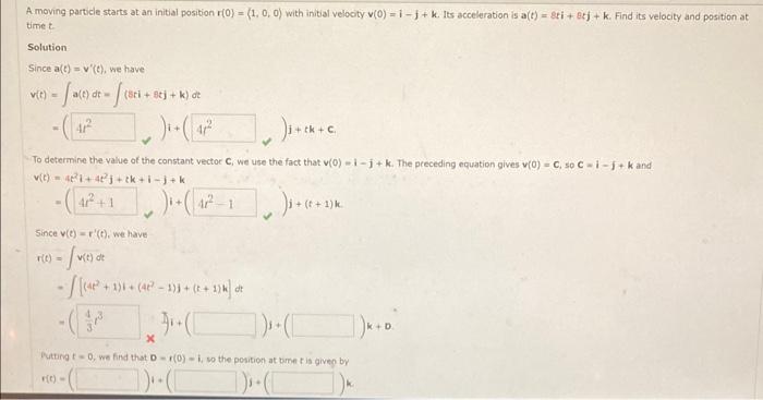 Solved A moving particle starts at an initial position | Chegg.com