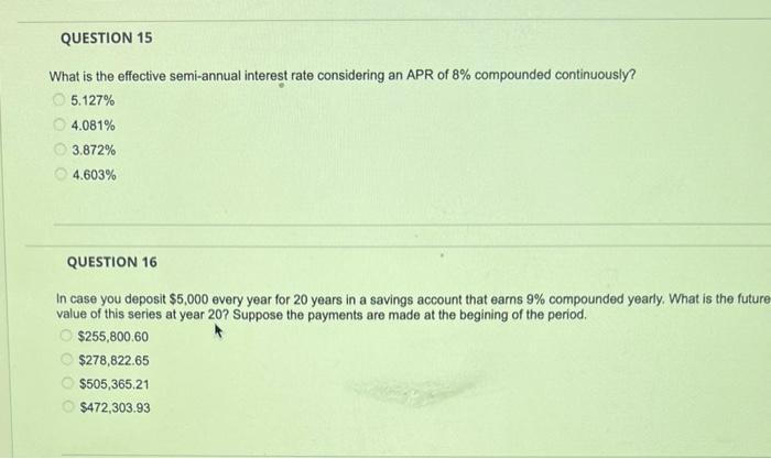 Solved What is the effective semi-annual interest rate | Chegg.com