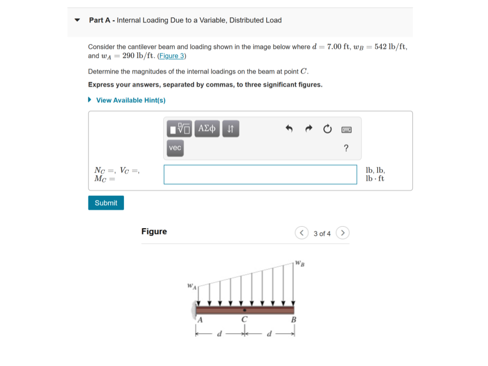 Solved Part A - ﻿Internal Loading Due to a Variable, | Chegg.com