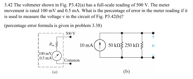 Solved 3.42 ﻿The voltmeter shown in Fig. P3.42(a) ﻿has a | Chegg.com