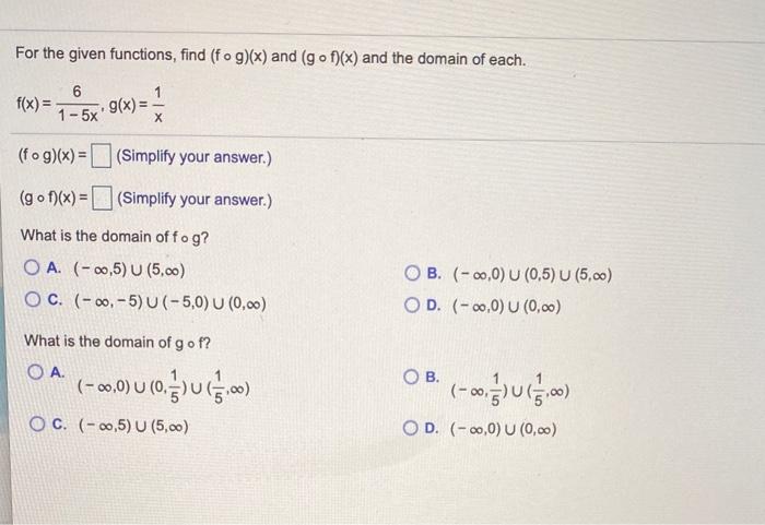 Solved For the given functions, find (fog)(x) and (gof)(x) | Chegg.com