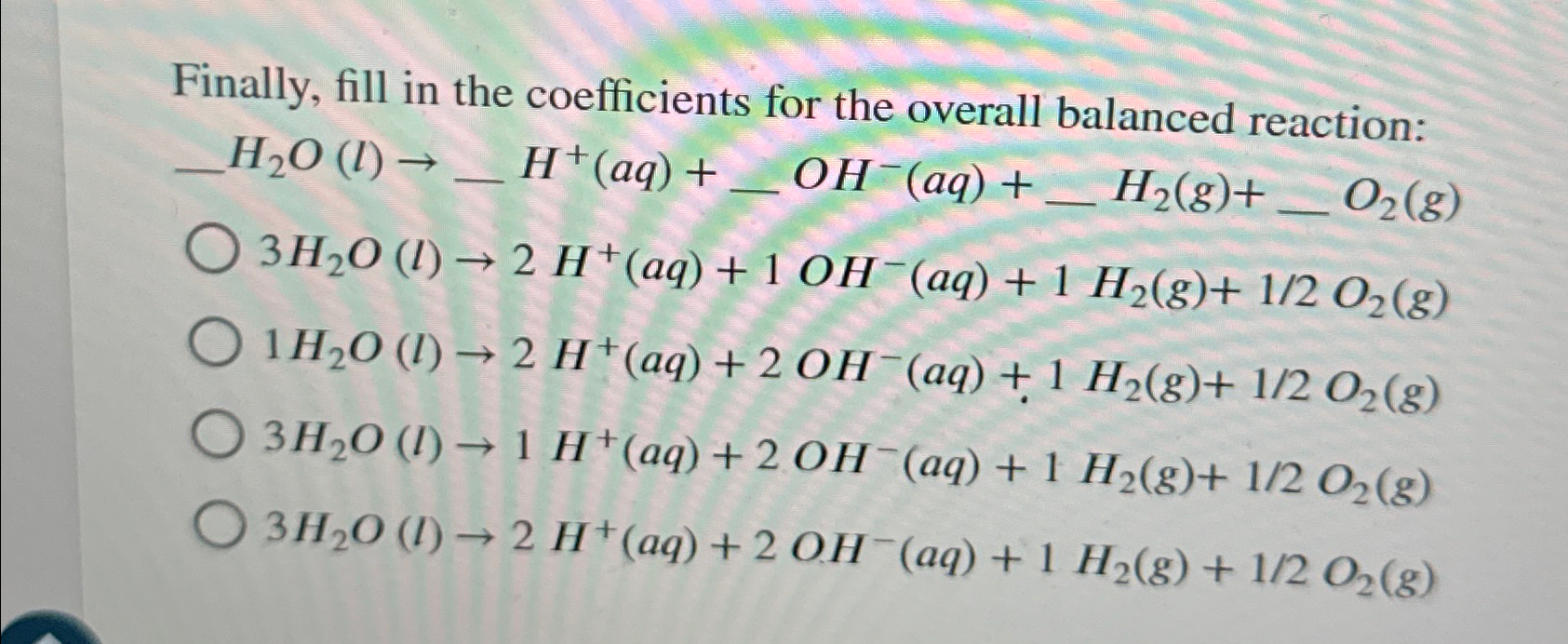 Solved Finally, fill in the coefficients for the overall | Chegg.com