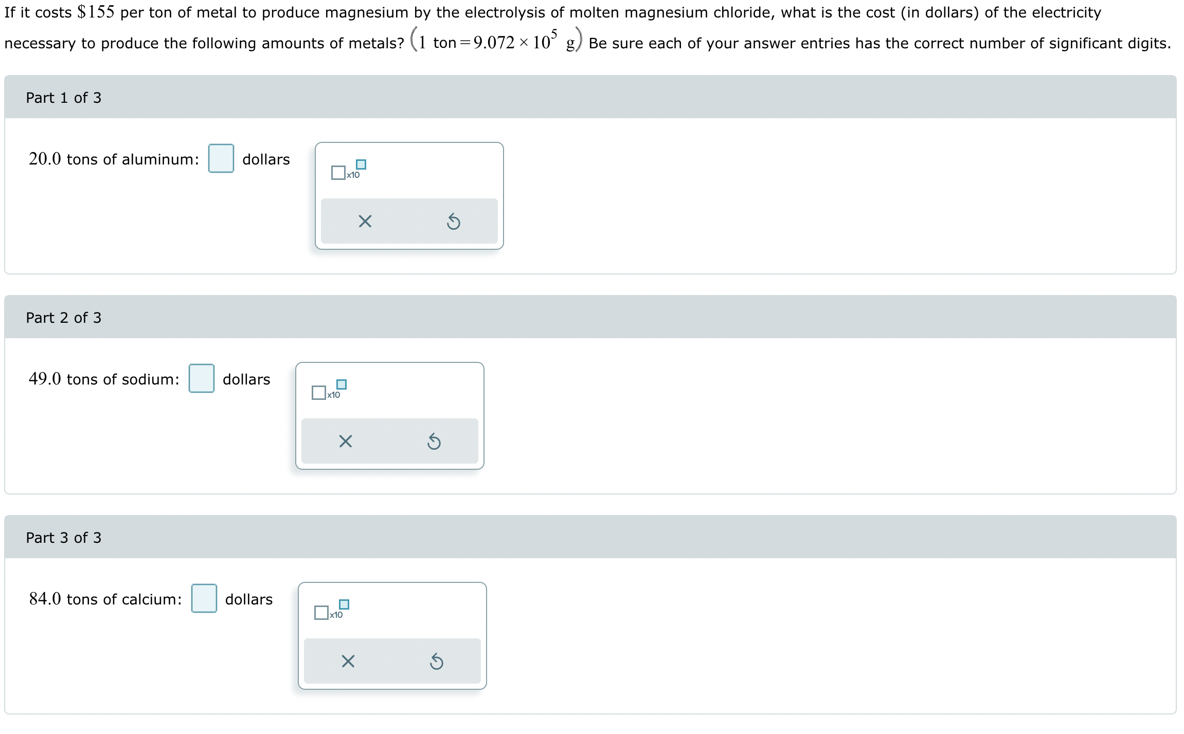 Solved If it costs $155 ﻿per ton of metal to produce | Chegg.com