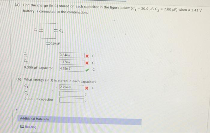 Solved (a) Find the charge (in C) stored on each capacitor | Chegg.com