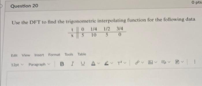 Solved Use the DFT to find the trigonometric interpolating | Chegg.com