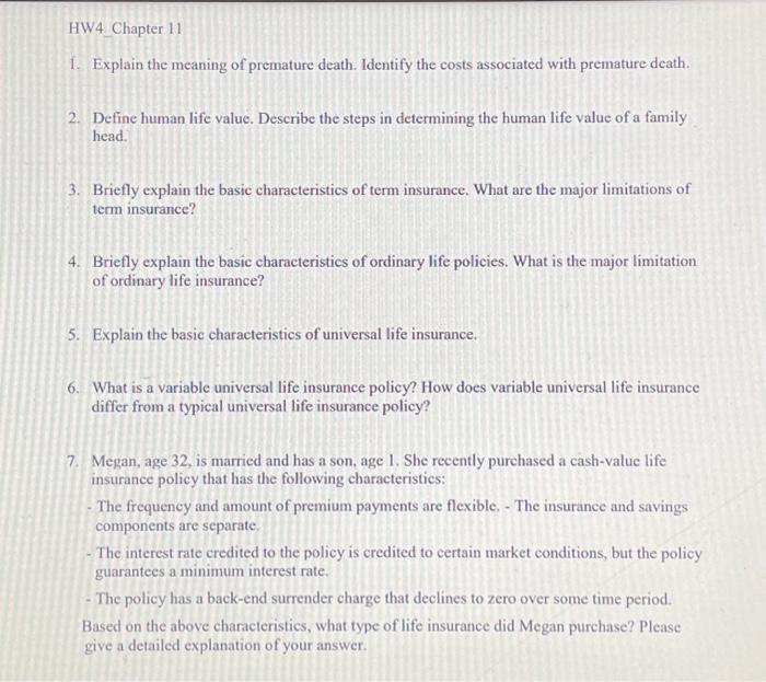 Solved 1. Explain the meaning of premature death. Identify | Chegg.com