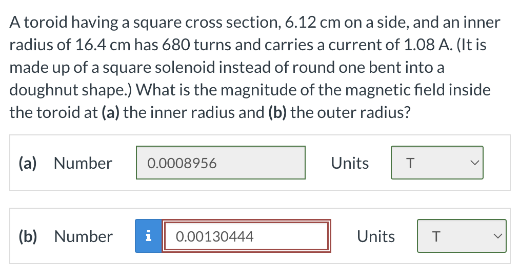 Solved A toroid having a square cross section, 6.12cm ﻿on a | Chegg.com
