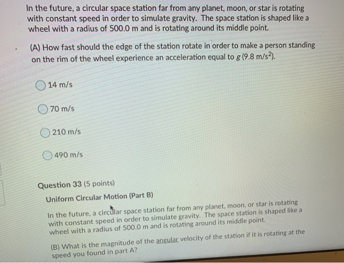 Solved In the future, a circular space station far from any | Chegg.com