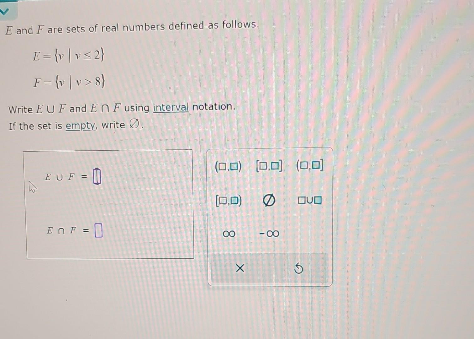 Solved E and F are sets of real numbers defined as follows. | Chegg.com