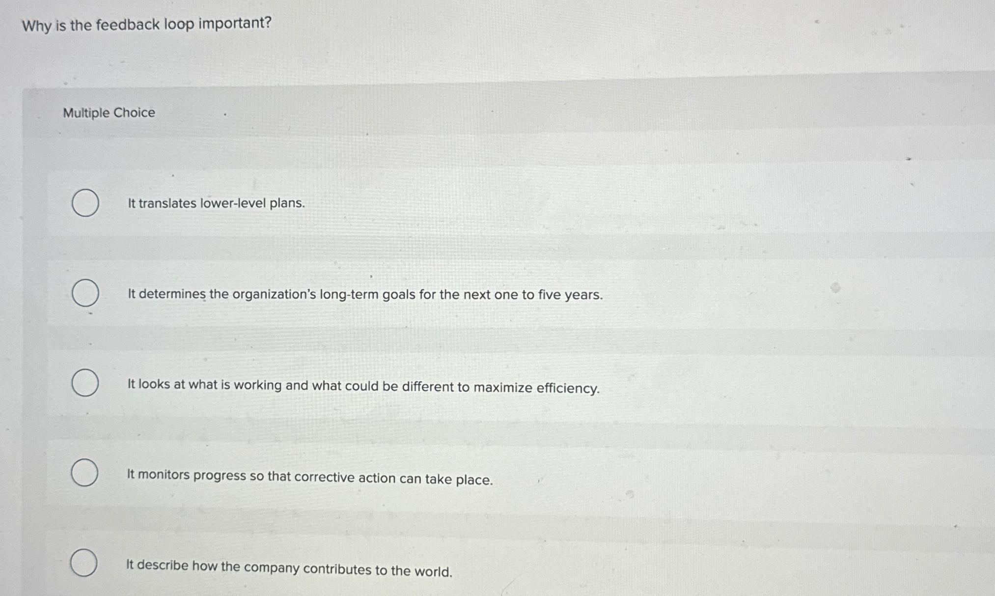 Solved Why is the feedback loop important?Multiple ChoiceIt | Chegg.com