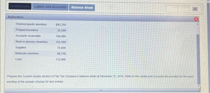 Solved Manufacturing company balance sheet Instructions | Chegg.com