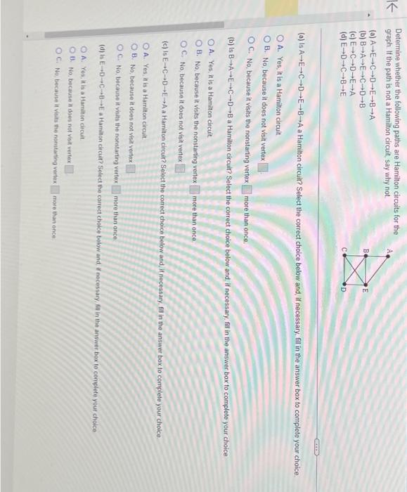 Solved Determine whether the following paths are Hamilton | Chegg.com