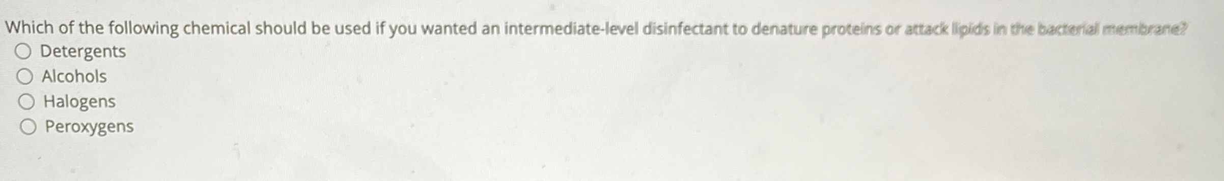 Solved Which of the following chemical should be used if you | Chegg.com