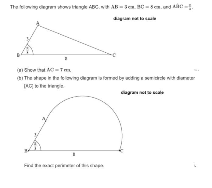 Solved The following diagram shows triangle ABC, with AB = 3 | Chegg.com