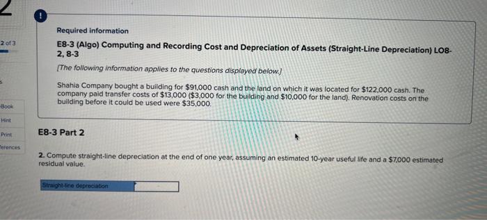 Solved Required information E8-3 (Algo) Computing and | Chegg.com