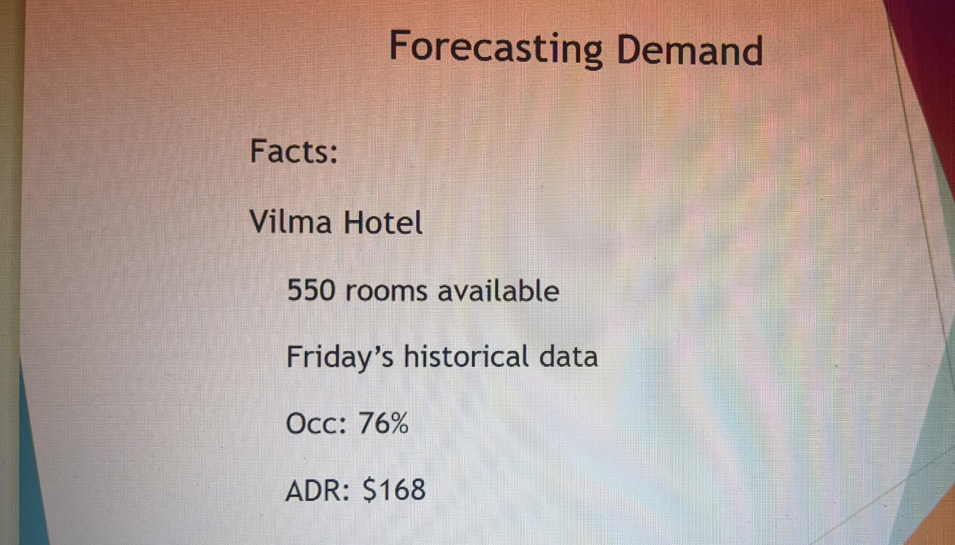 Solved Forecasting Demand Ima Hotel 550 rooms available | Chegg.com