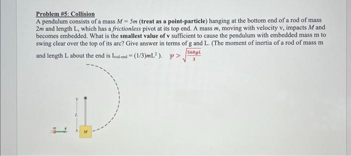 Solved Problem \#5: Collision A pendulum consists of a mass | Chegg.com