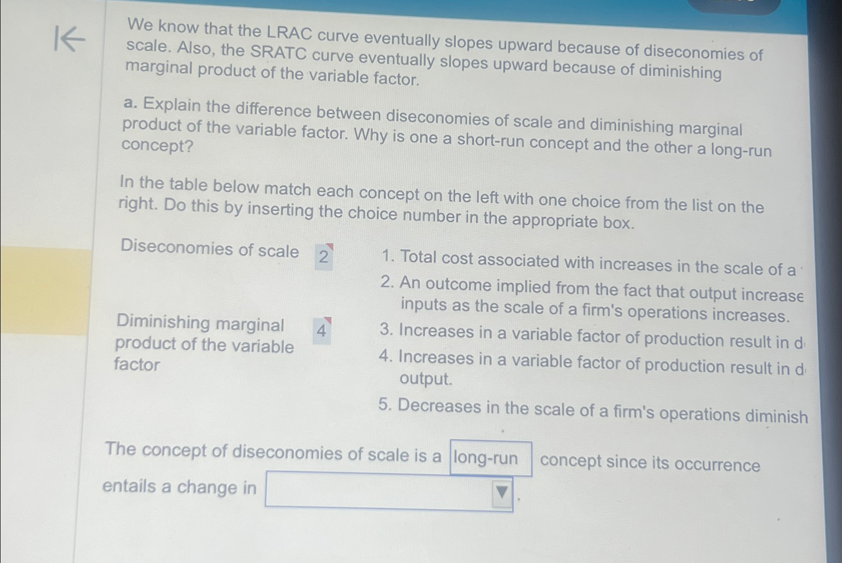 Solved We know that the LRAC curve eventually slopes upward | Chegg.com