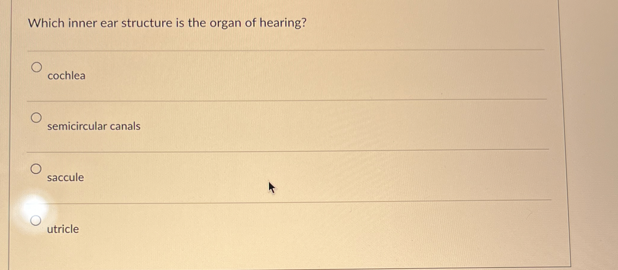 Solved Which inner ear structure is the organ of | Chegg.com