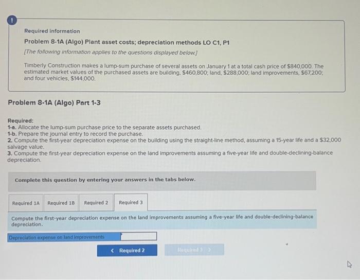 Solved Problem 8-2A (Algo) Depreciation methods LO P1 A | Chegg.com