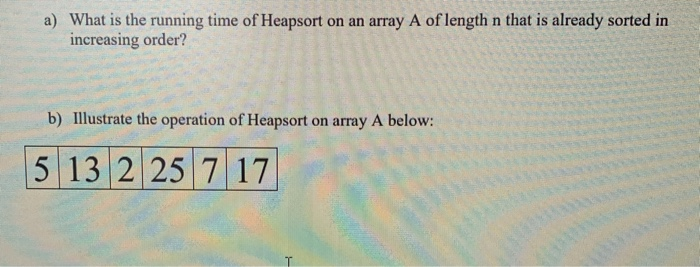 Solved A What Is The Running Time Of Heapsort On An Array A