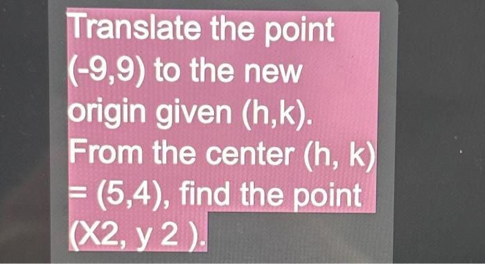 Solved Translate the point (−9,9) to the new origin given | Chegg.com