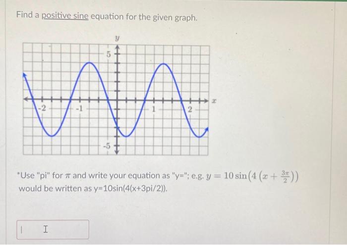 Solved Find a positive sine equation for the given graph. | Chegg.com