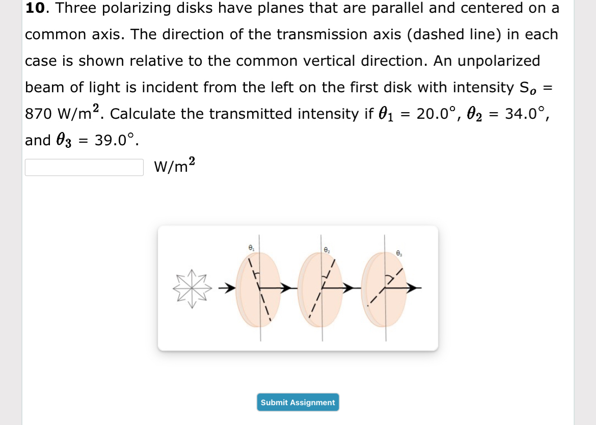 Solved Three polarizing disks have planes that are parallel | Chegg.com