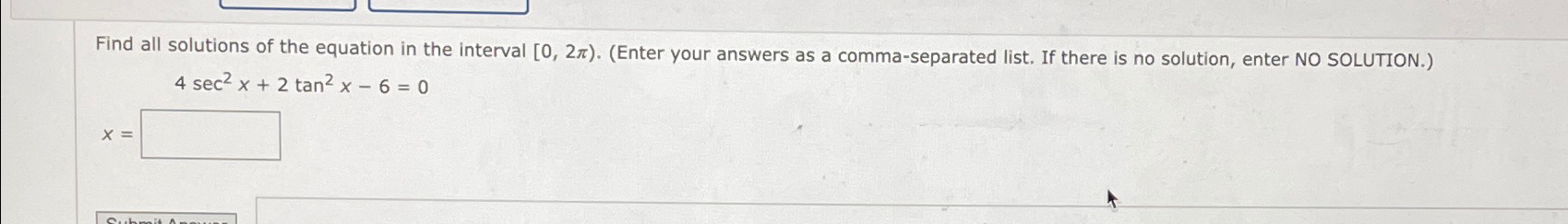 Solved Find all solutions of the equation in the interval | Chegg.com