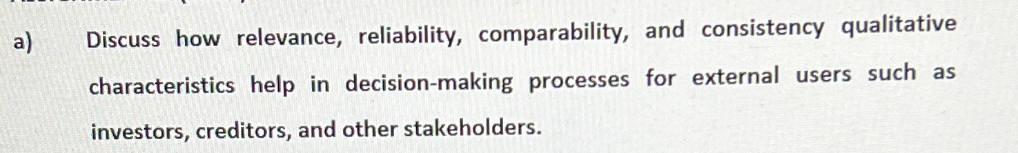 Solved a) ﻿Discuss how relevance, reliability, | Chegg.com
