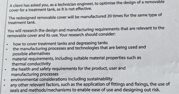 Solved The treatment tank holds heated liquid solvent. Large | Chegg.com