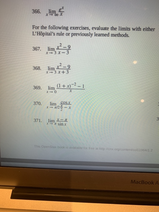 Solved 366. lim.com For the following exercises, evaluate | Chegg.com
