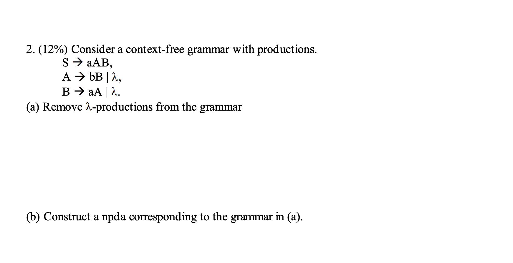 Solved Consider a context-free grammar with | Chegg.com