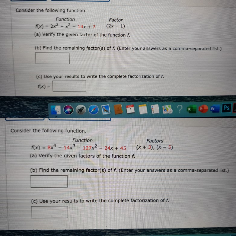 Solved Consider the following function. Function Factor f(x) | Chegg.com